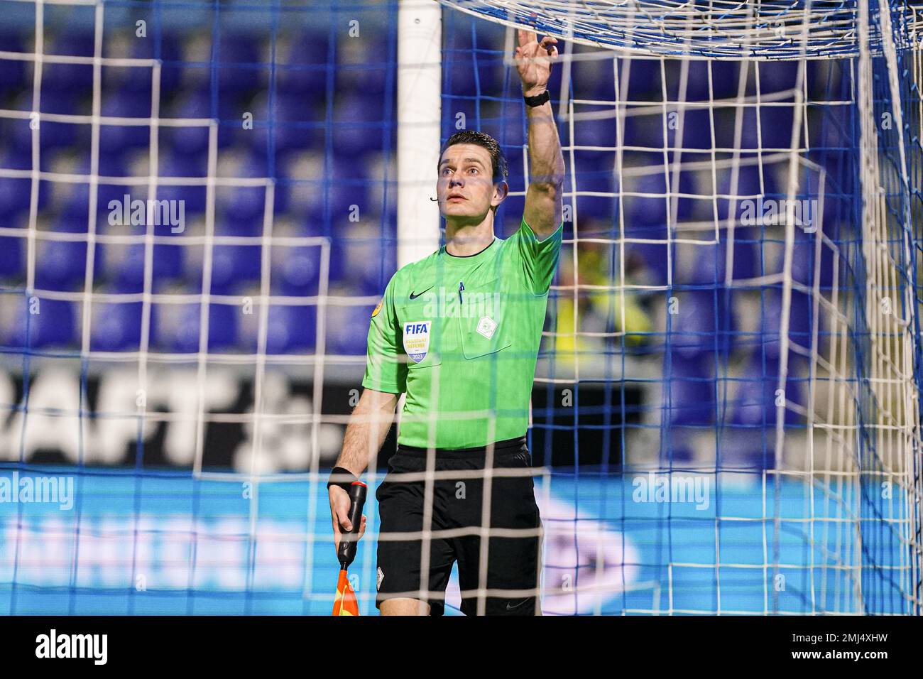 ZWOLLE, NETHERLANDS - JANUARY 27: assistant referee Dyon Fikkert during ...