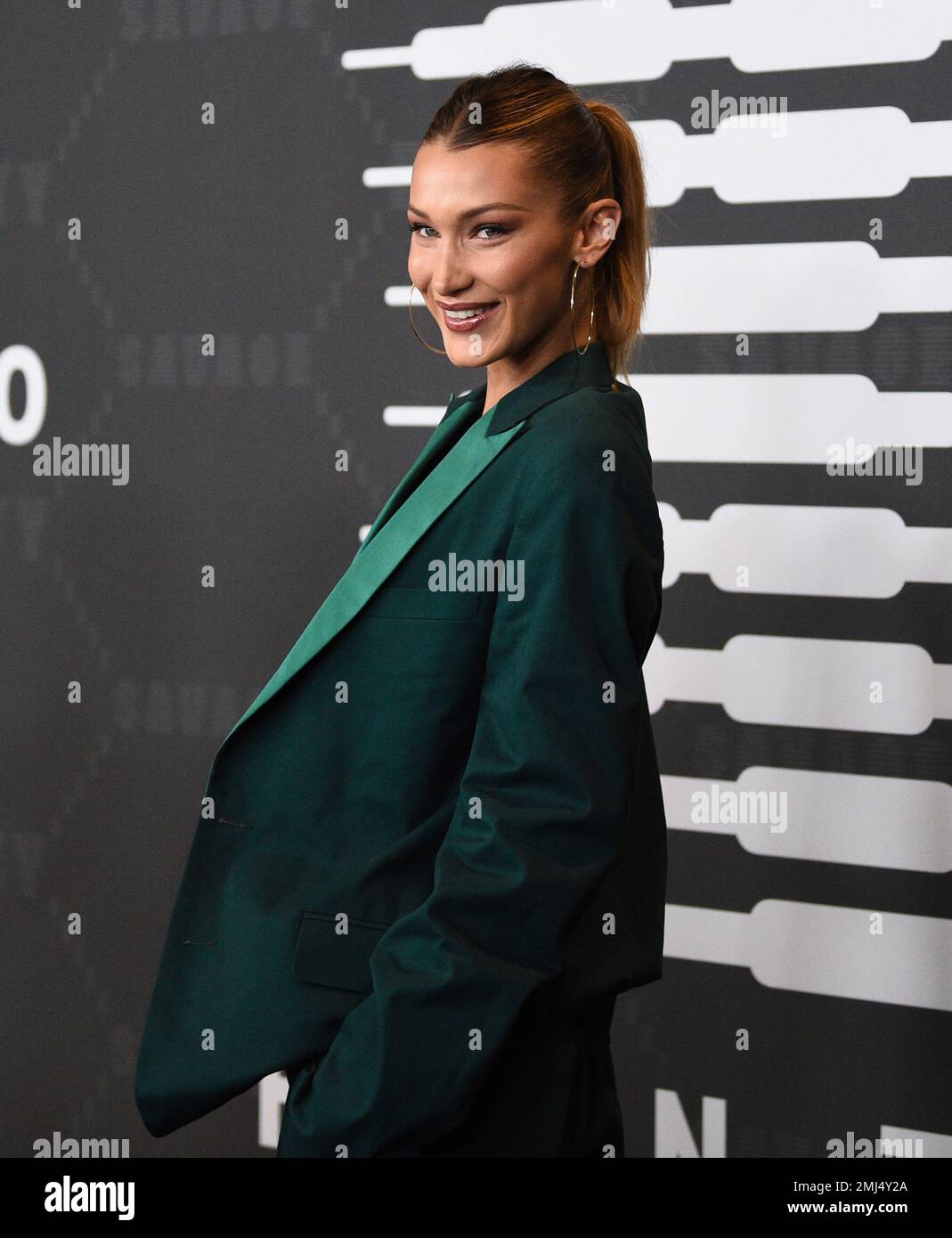 Bella Hadid attends the Spring/Summer 2020 Savage X Fenty show ...