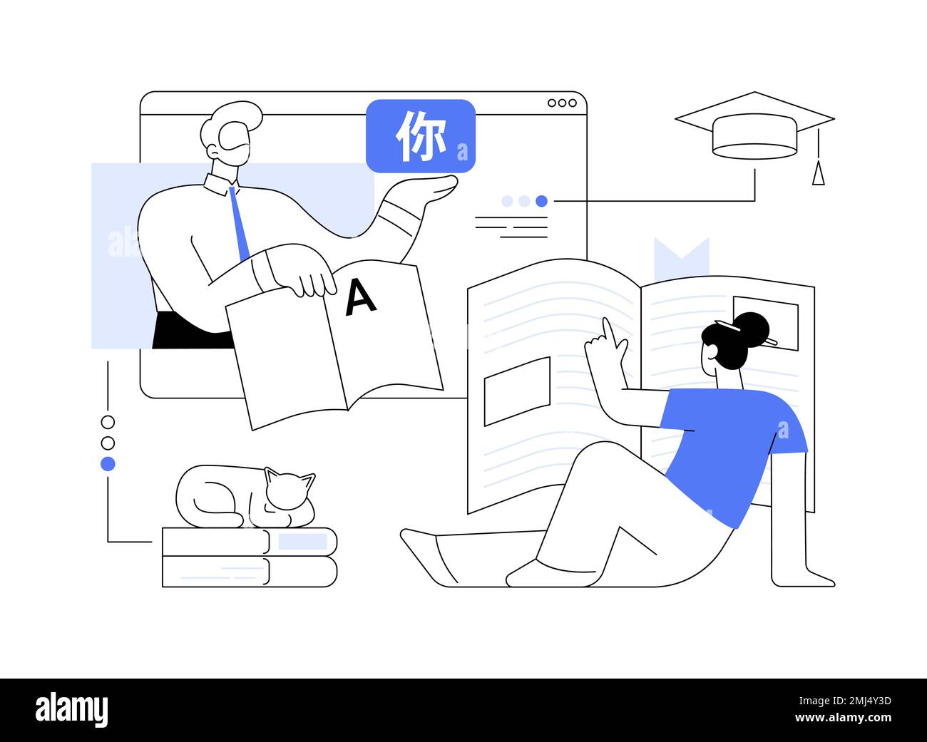 Online language tutoring abstract concept vector illustration Stock ...