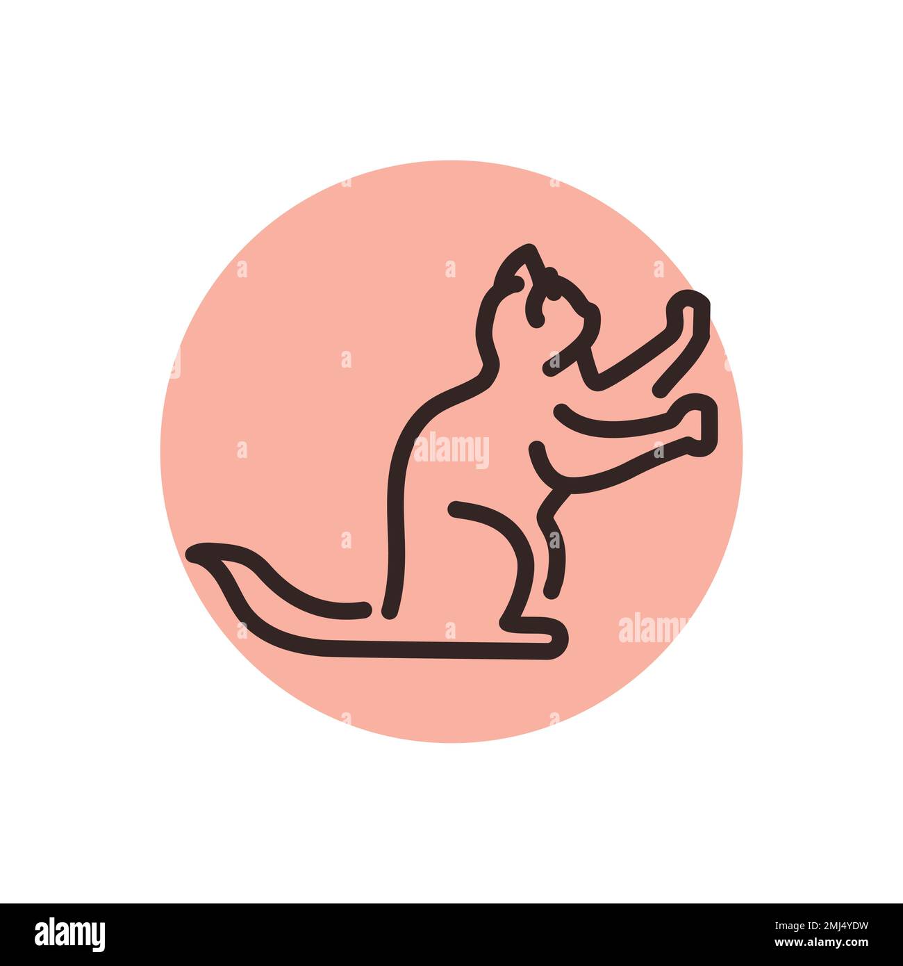 Sitting cat sharpens its claws color line icon. Pictogram for web page ...
