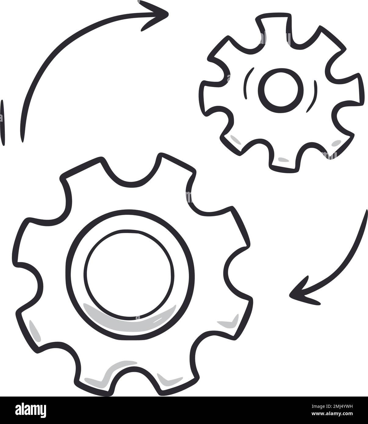 Gear mechanism doodle. Gear wheel hand drawn sketch style icon ...