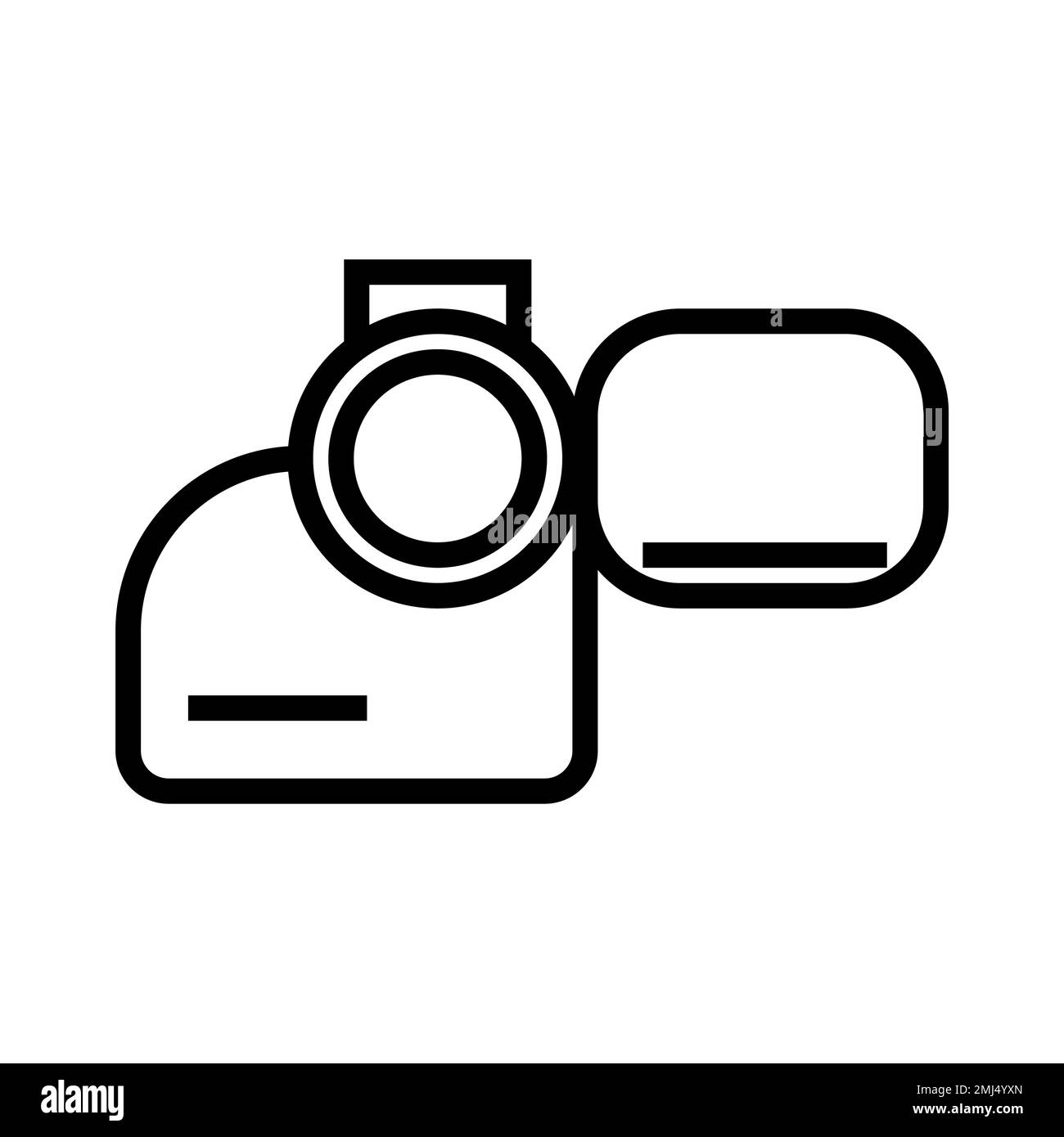 Digital camera icon line isolated on white background. Black flat thin ...