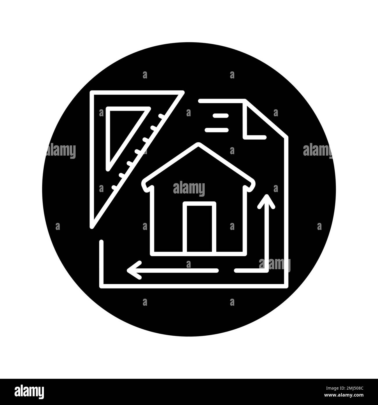 Architectural project house black line icon. Building construction ...