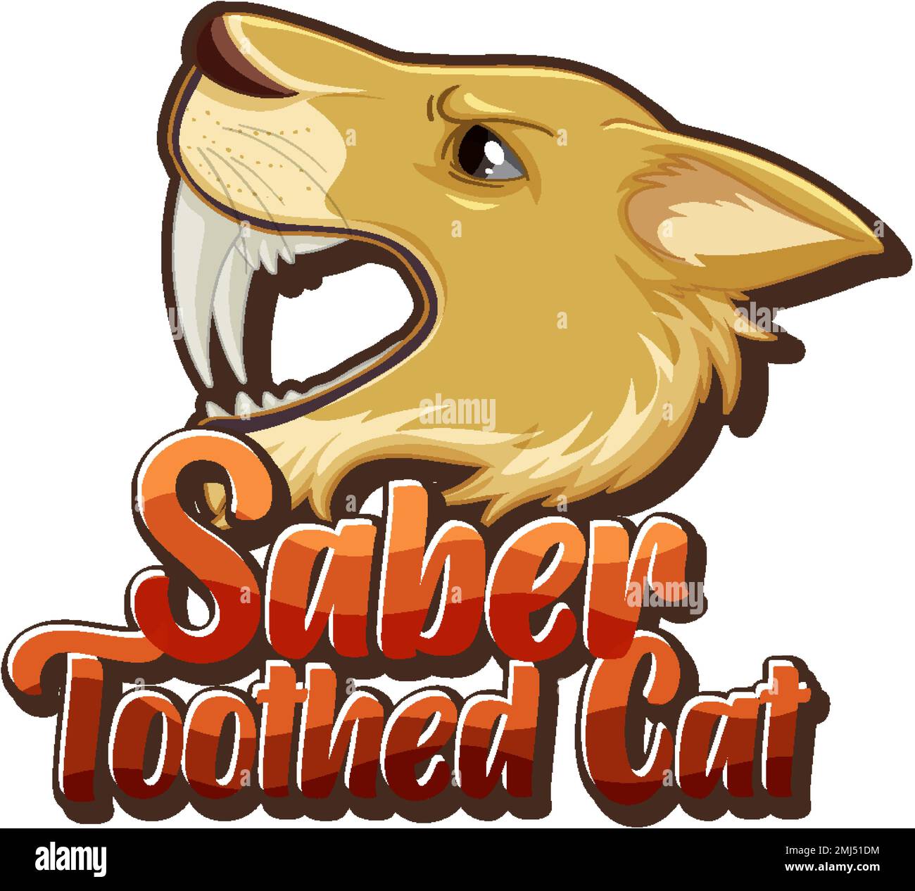 Saber toothed cat cartoon character logo illustration Stock Vector ...