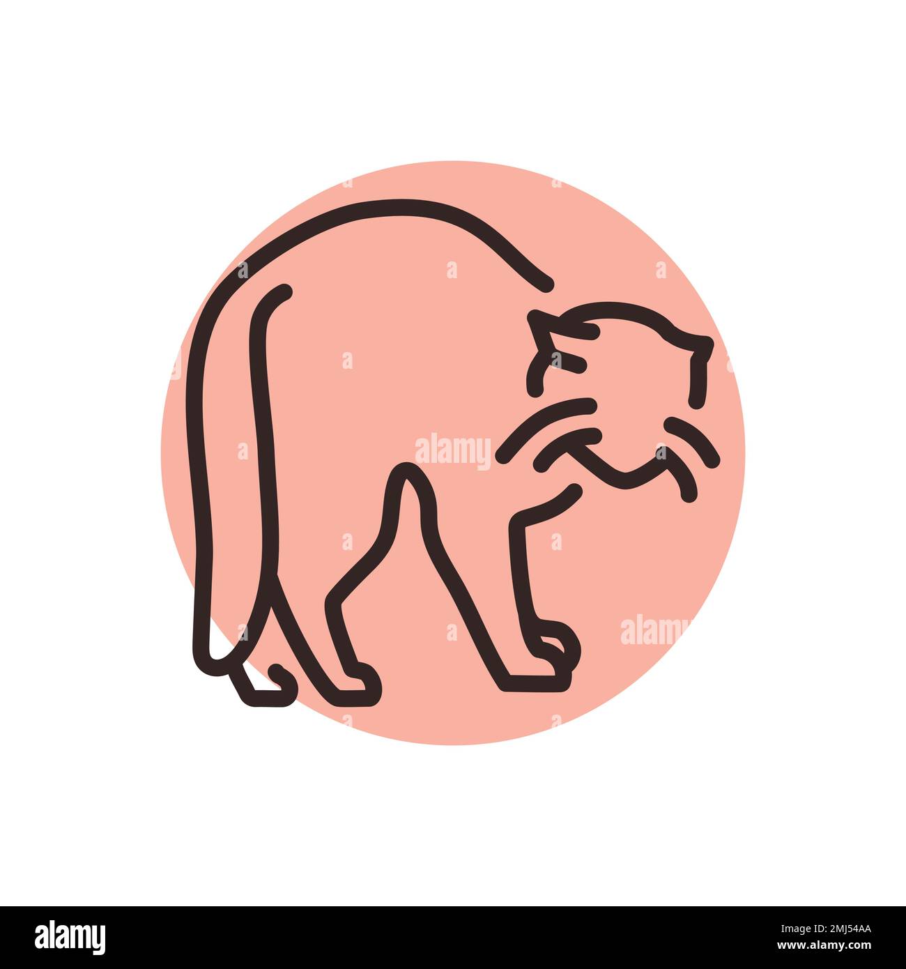 Standing angry cat color line icon. Pictogram for web page, mobile app ...