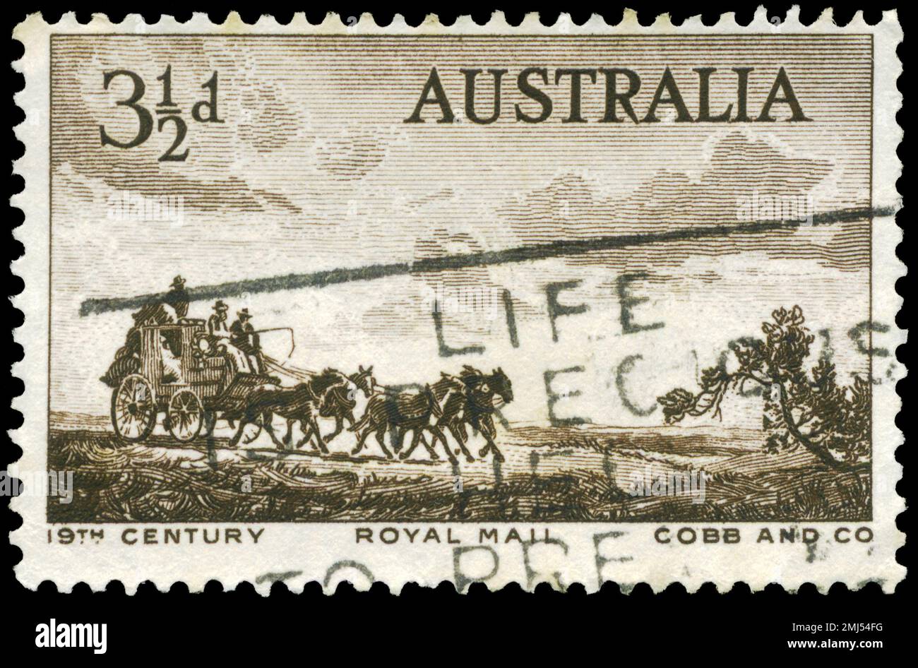 AUSTRALIA - CIRCA 1955: A Stamp printed in AUSTRALIA shows the Cobb and ...