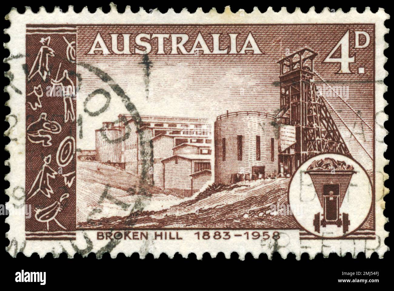 AUSTRALIA - CIRCA 1958: A Stamp printed in AUSTRALIA shows the Broken ...