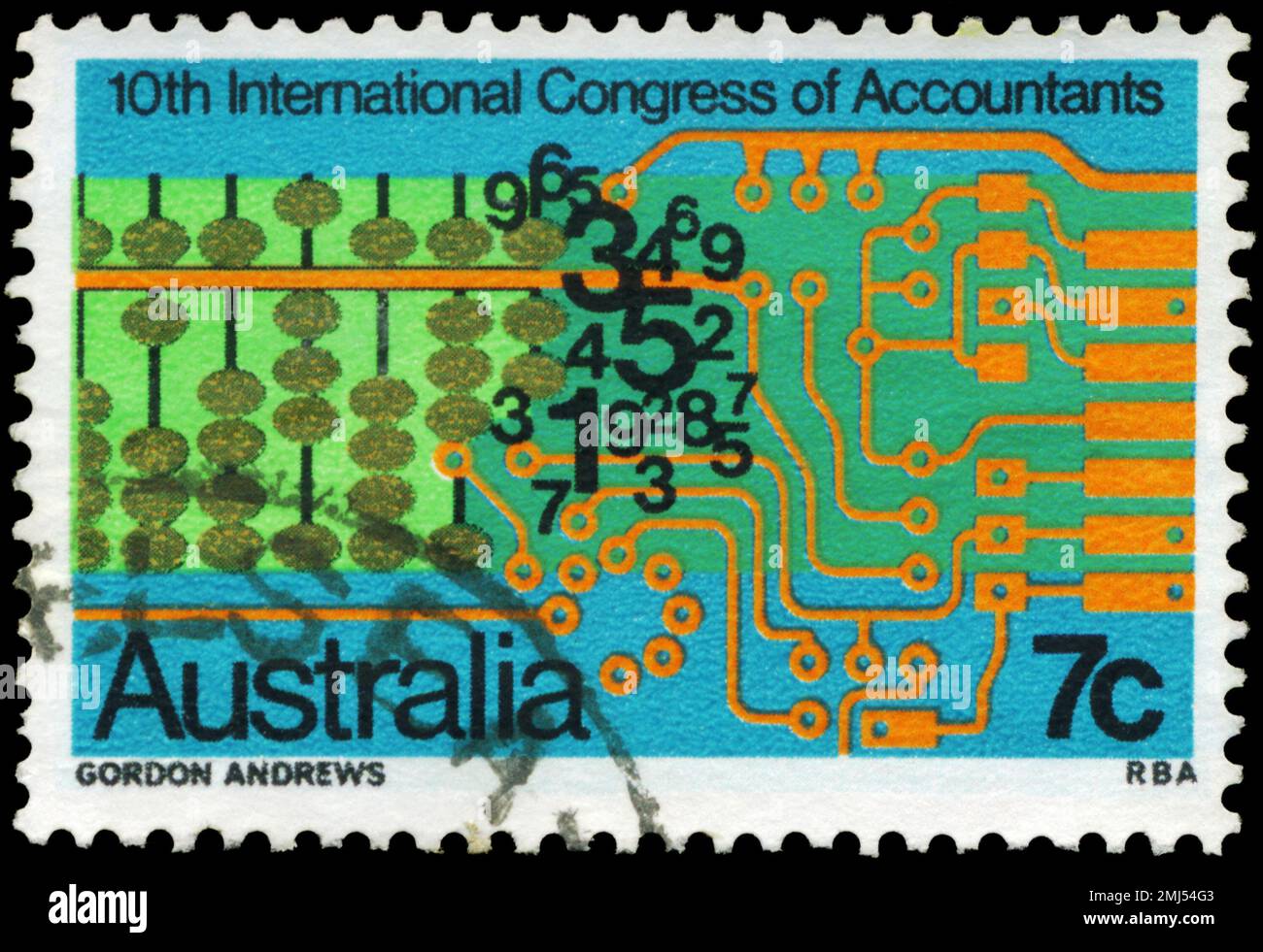 AUSTRALIA - CIRCA 1972: A Stamp printed in AUSTRALIA shows the Abacus ...