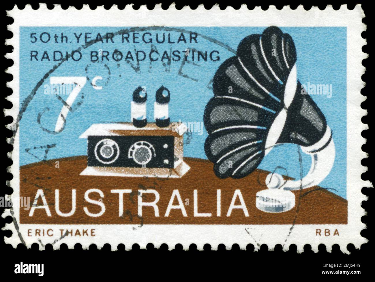 AUSTRALIA - CIRCA 1973: A Stamp printed in AUSTRALIA shows the Radio ...