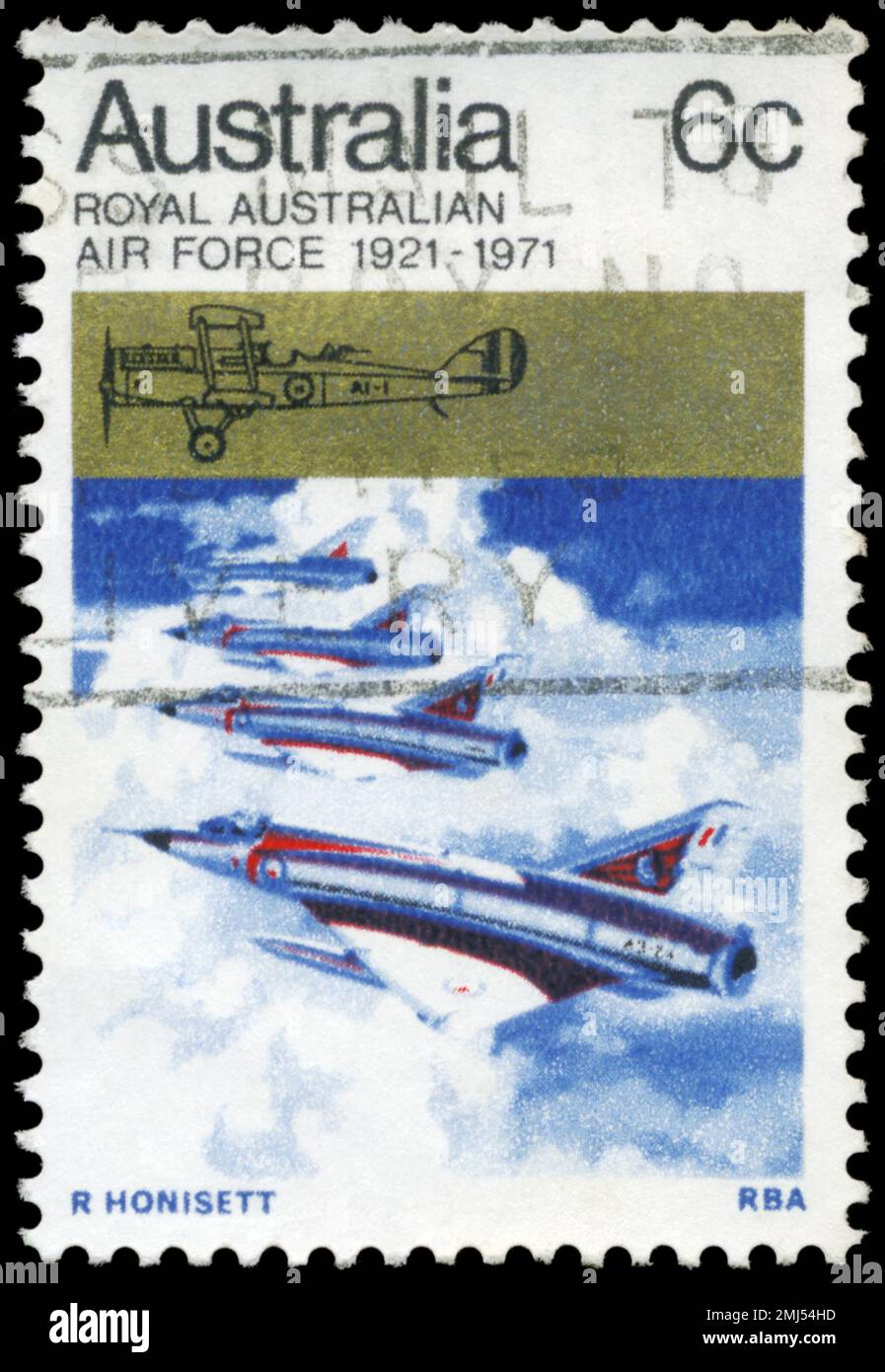 AUSTRALIA - CIRCA 1971: A Stamp printed in AUSTRALIA shows the DH-9A ...