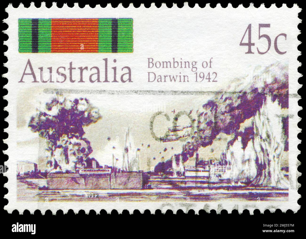 AUSTRALIA - CIRCA 1992: A Stamp printed in AUSTRALIA shows the Bombing ...