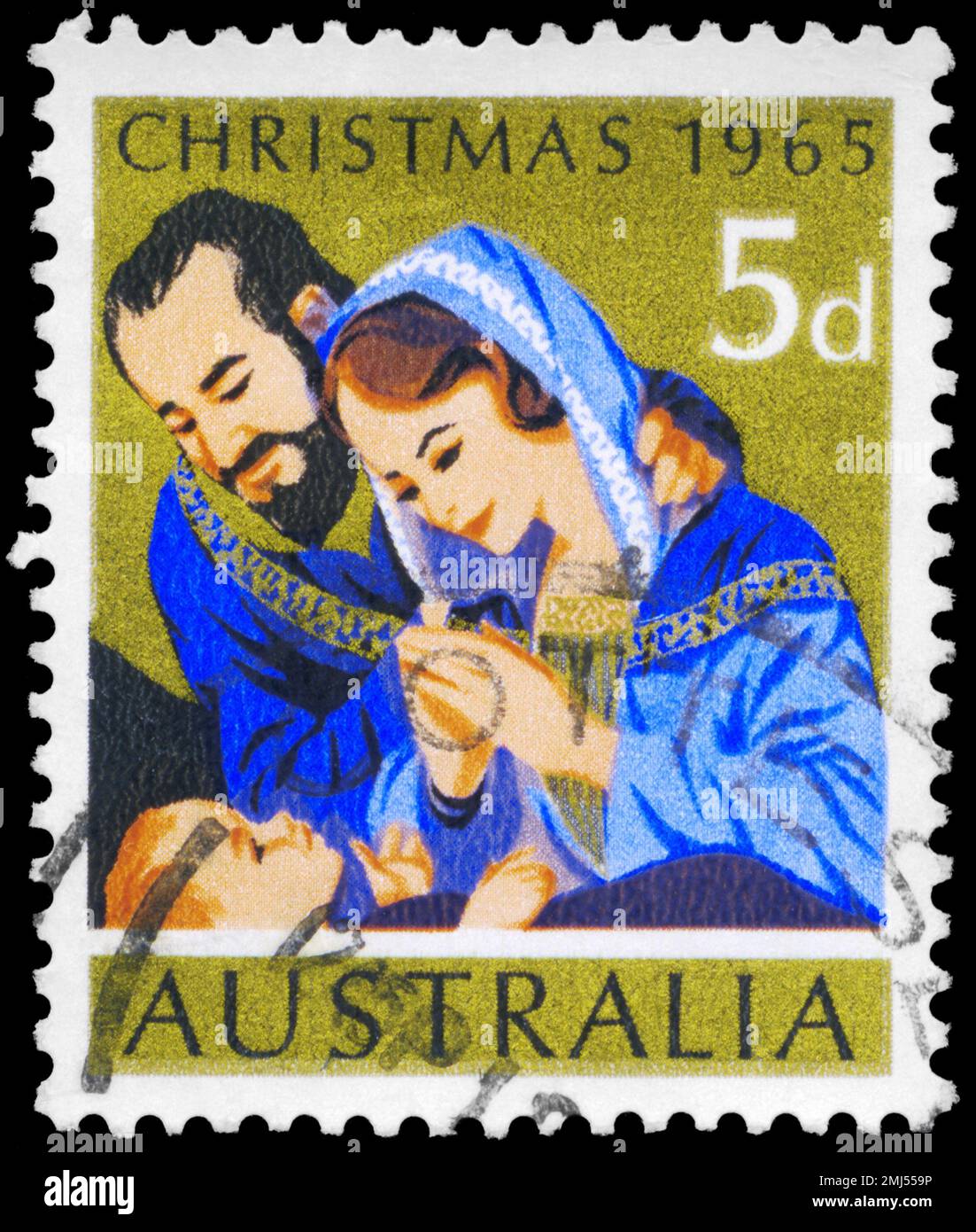 AUSTRALIA - CIRCA 1965: A Stamp printed in AUSTRALIA shows the Nativity ...