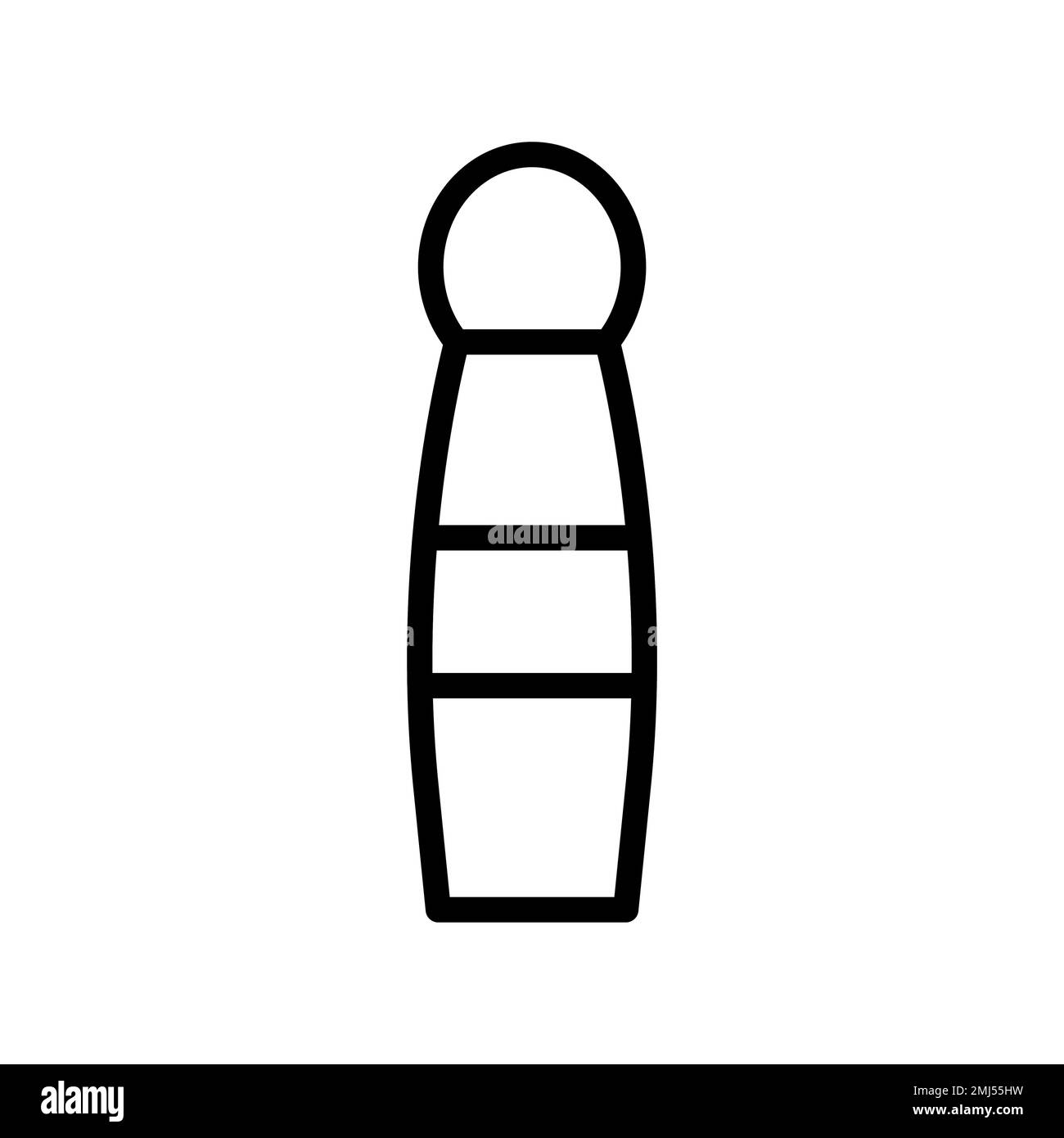 Bowling pin icon line isolated on white background. Black flat thin ...