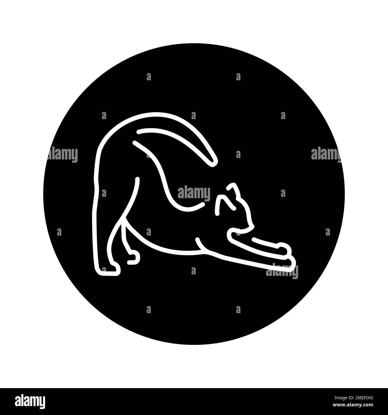 Happy cat stretches color line icon. Pictogram for web page, mobile app ...