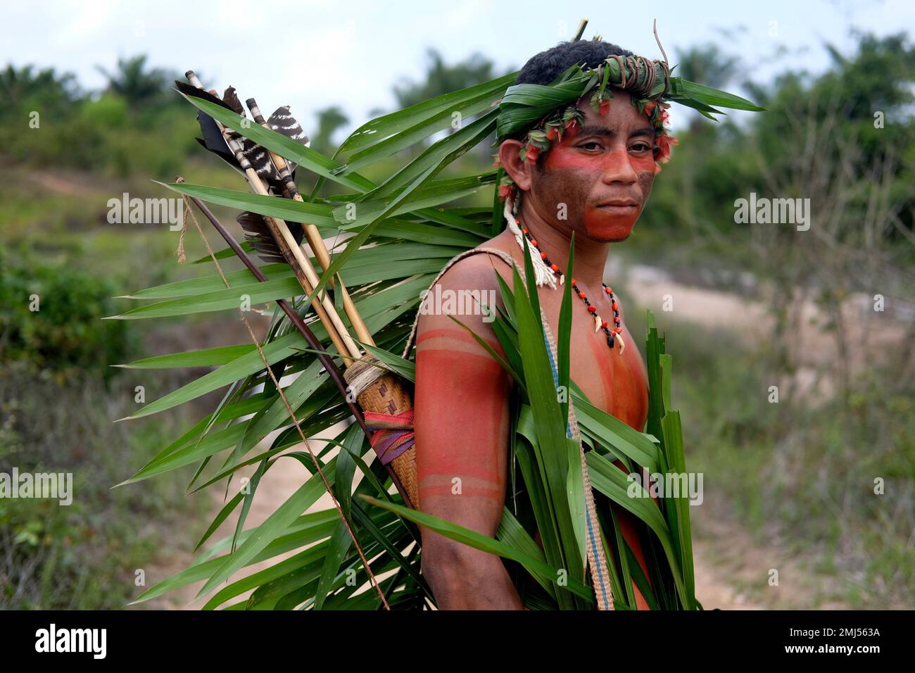Indigenous Tembe warrior Ronilson Tembe poses for a portrait on the ...