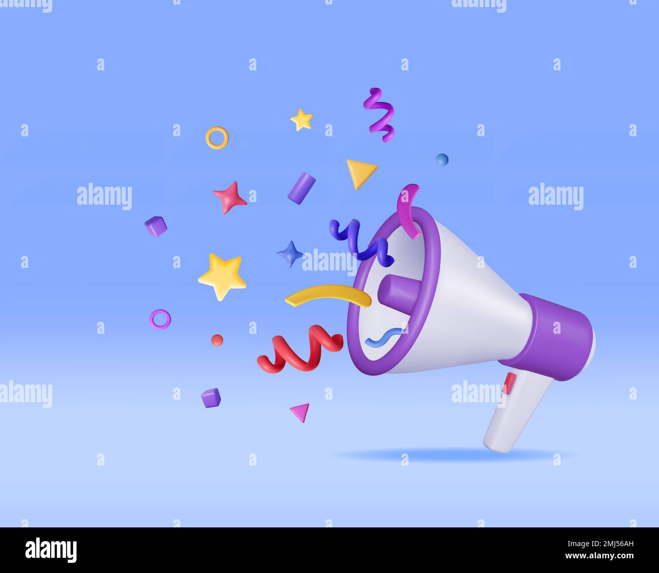 3D Megaphone with Colorful Confetti Stock Vector Image & Art - Alamy
