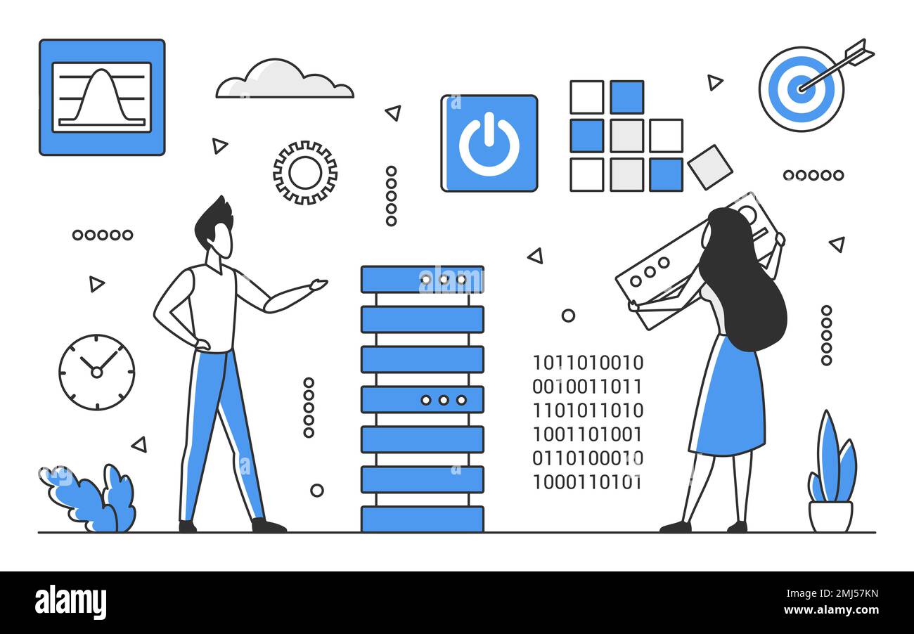 Server Database Administration Server Room Hosting Data Storage Business Data Vector