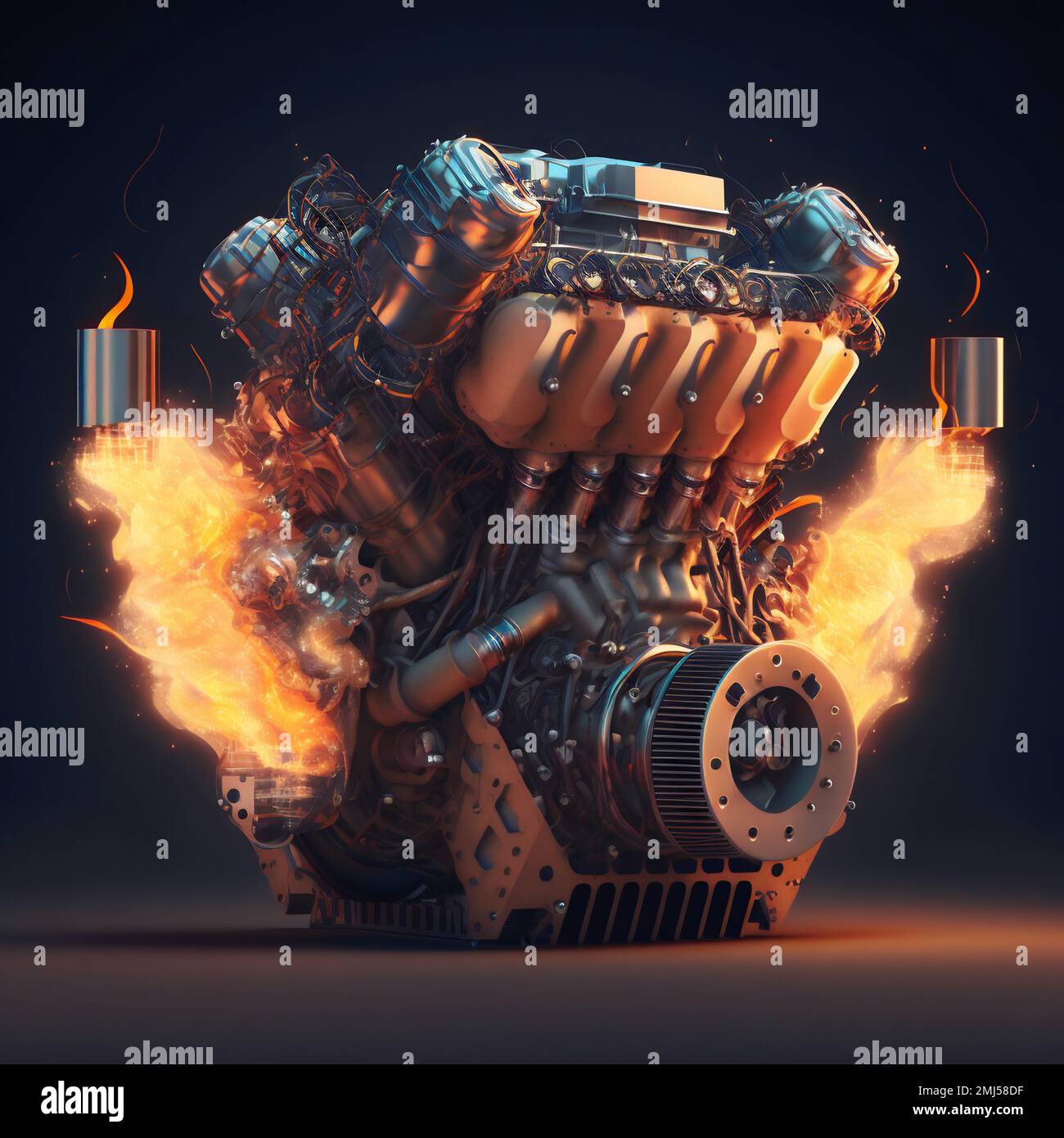 Car engine power fire. Generative AI. High quality illustration Stock ...