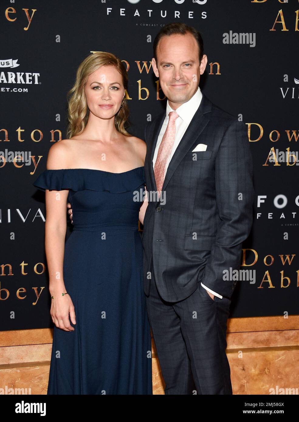 Actor Harry Hadden-Paton, right, and wife Rebecca Night attend the ...