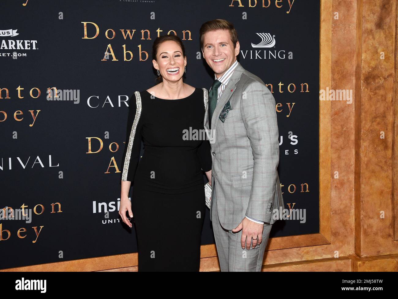 Actor Allen Leech, right, and wife Jessica Blair Herman attend the ...
