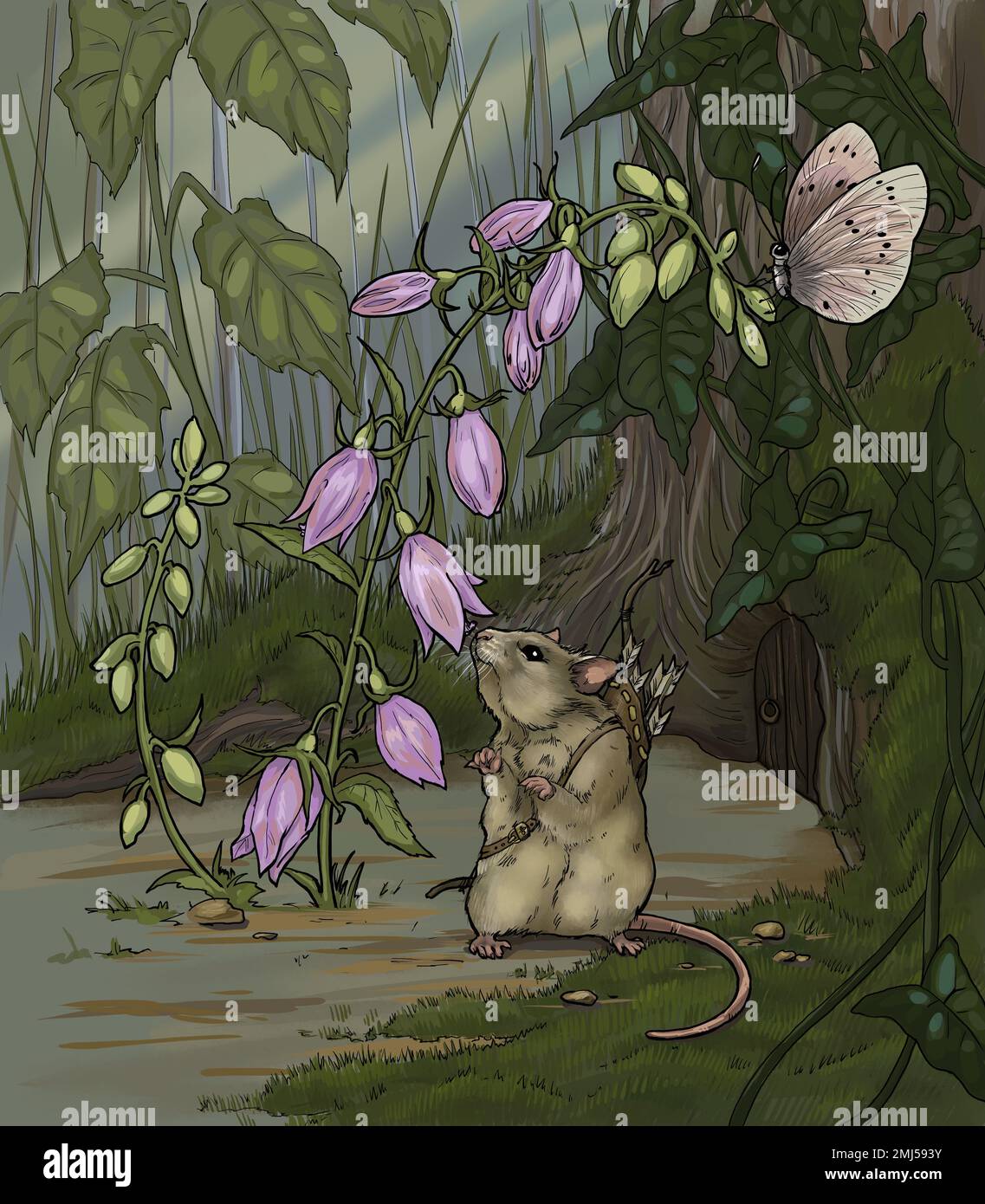 Illustration Brave little mouse with bow and arrow. High quality ...