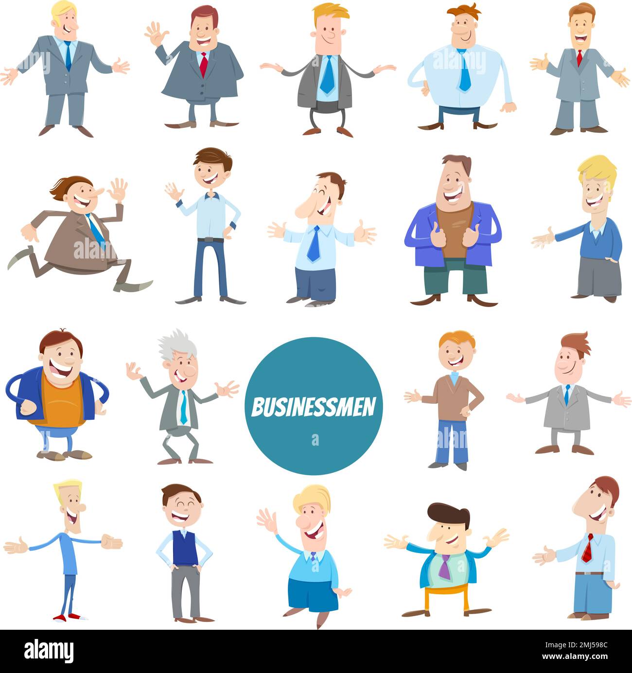 Cartoon illustration of men or businessmen people comic characters big ...