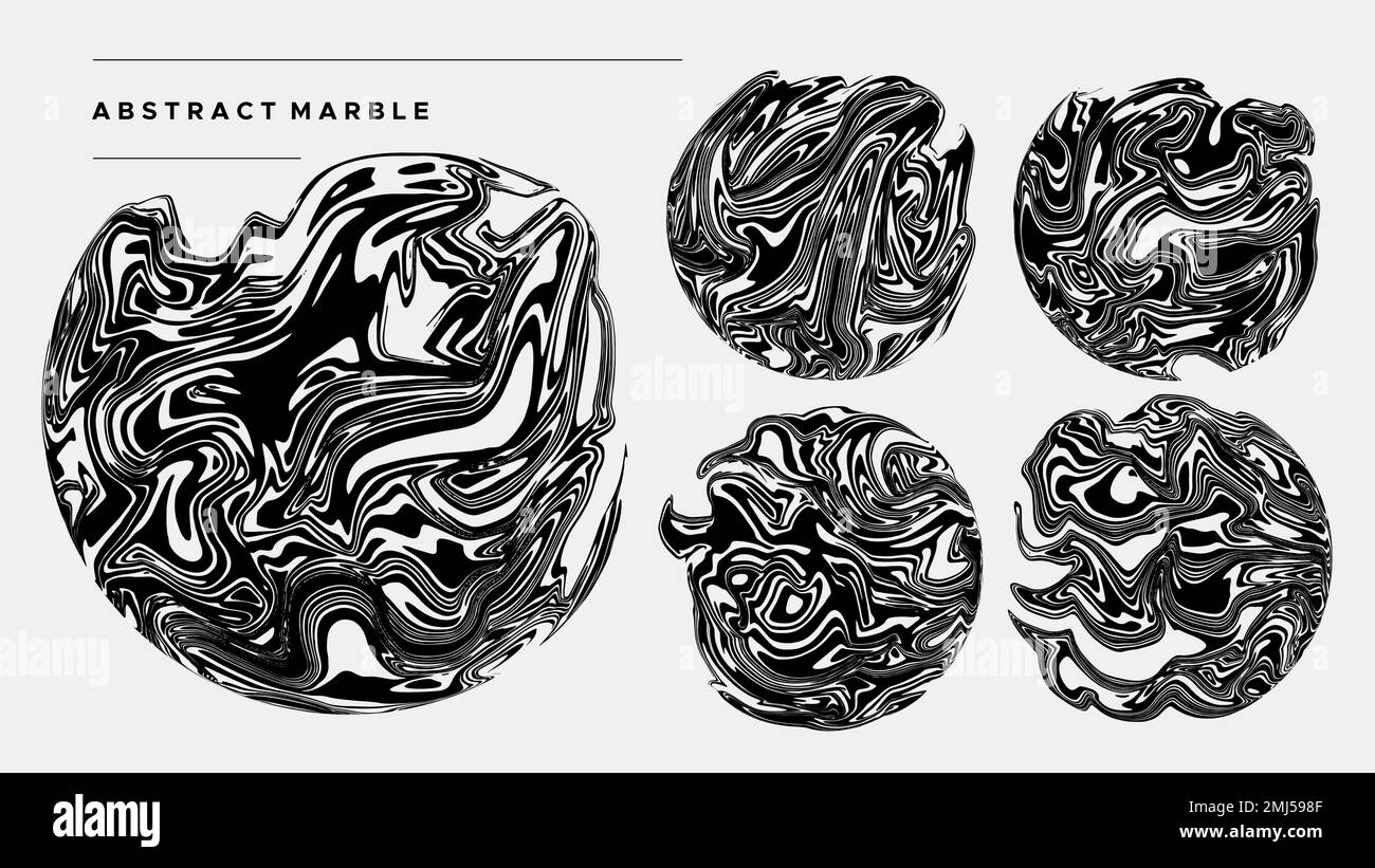 Set of fluid marble design in circle form. Marble design in circle form ...