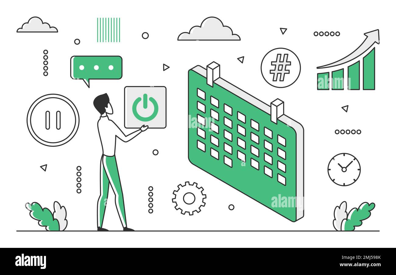 Time schedule program. Time management, personal event organizer vector ...