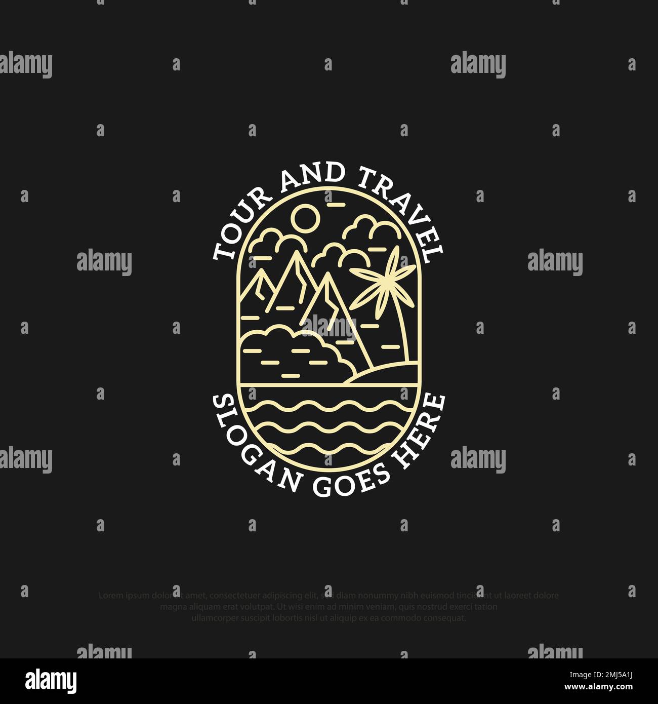 Outdoor Tour and travel logo vector illustration with line art style ...