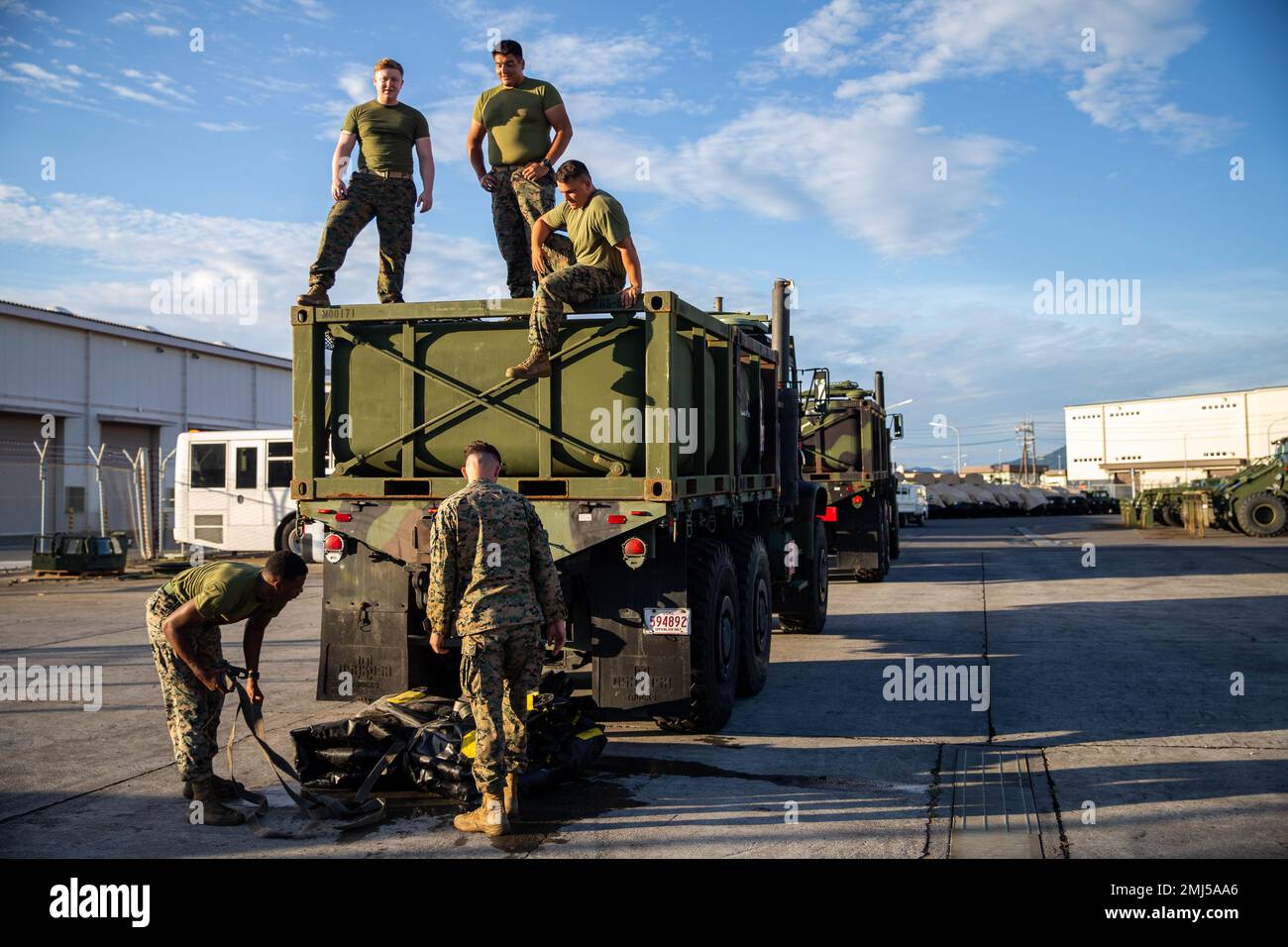 U.S. Marines with Marine Wing Support Squadron (MWSS) 171 prepare to ...