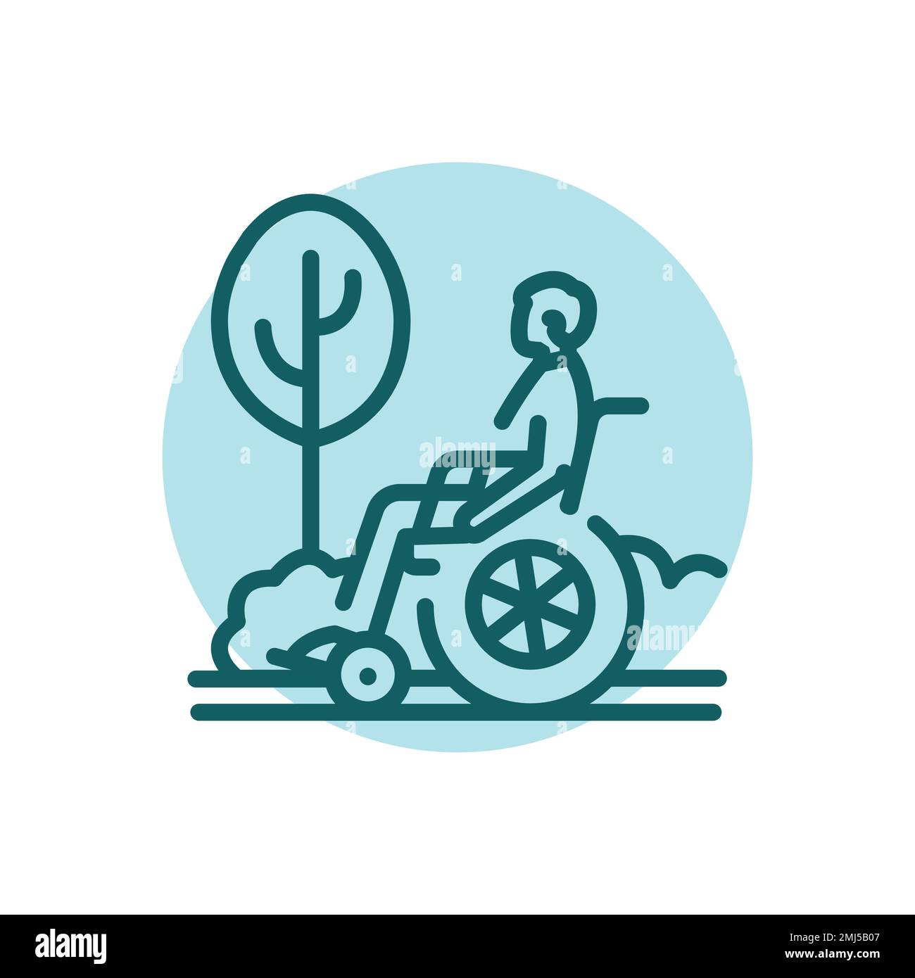 Disabled person for a walk color line icon. Disability. Isolated vector ...