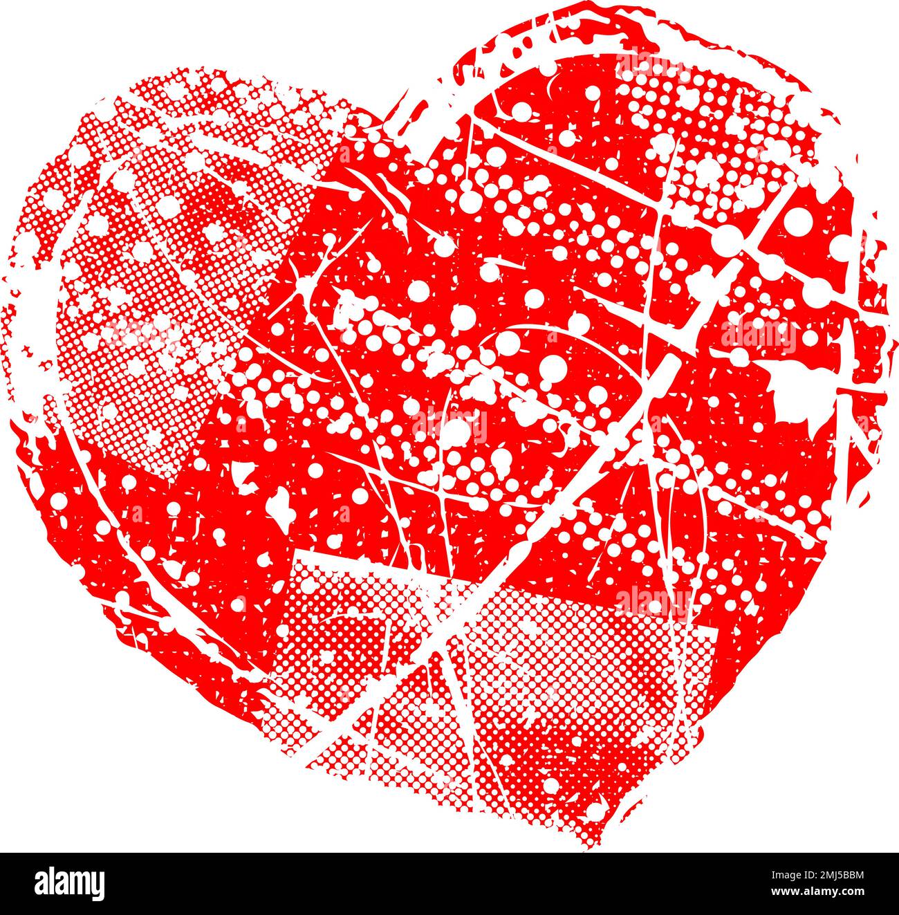 Glitch distorted grungy heart shape. Vector illustration. Love sign ...