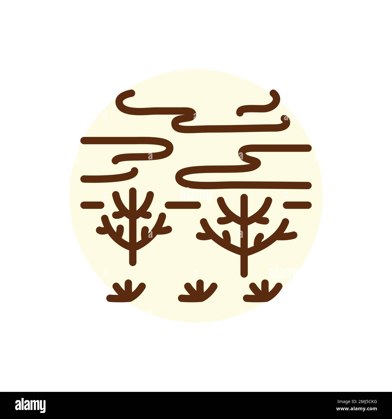 Barren land black line icon. Nature landscape. Pictogram for web page ...