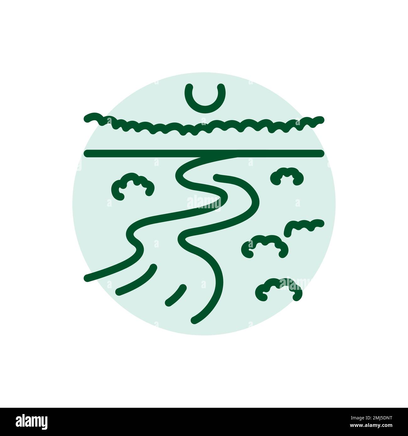 River black line icon. Nature landscape. Pictogram for web page Stock ...