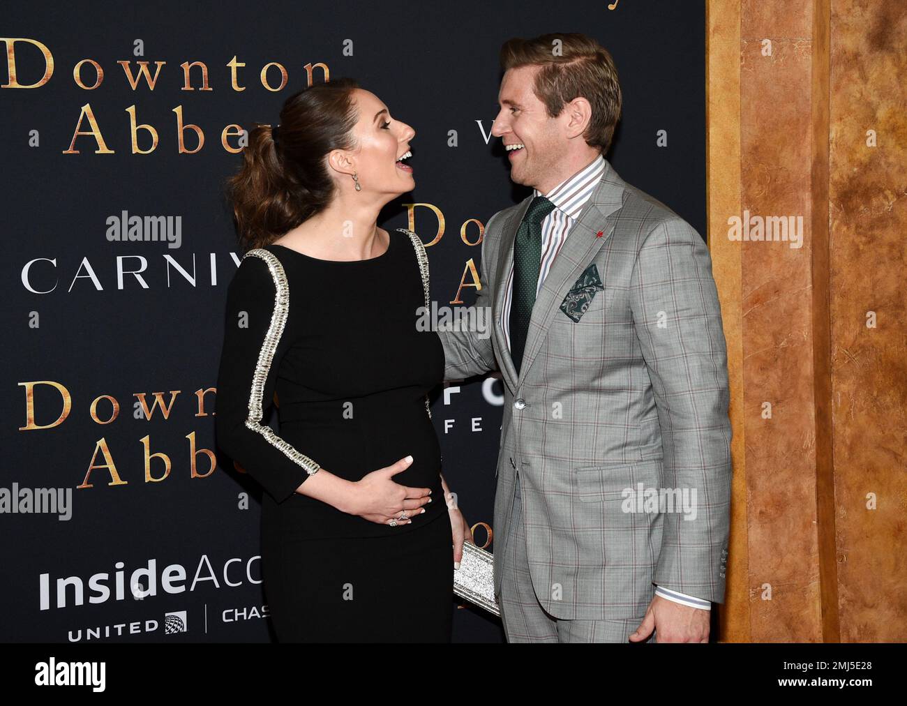 Actor Allen Leech, right, and wife Jessica Blair Herman attend the ...
