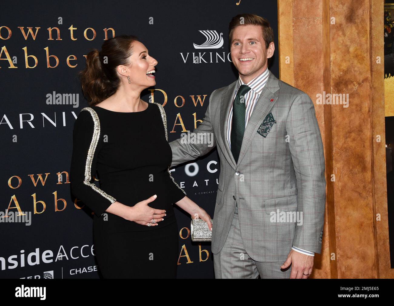 Actor Allen Leech, right, and wife Jessica Blair Herman attend the ...