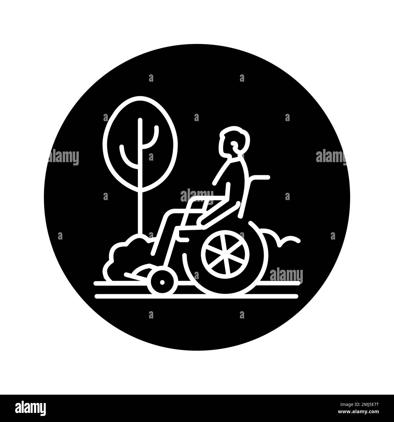Disabled person for a walk color line icon. Disability. Isolated vector ...
