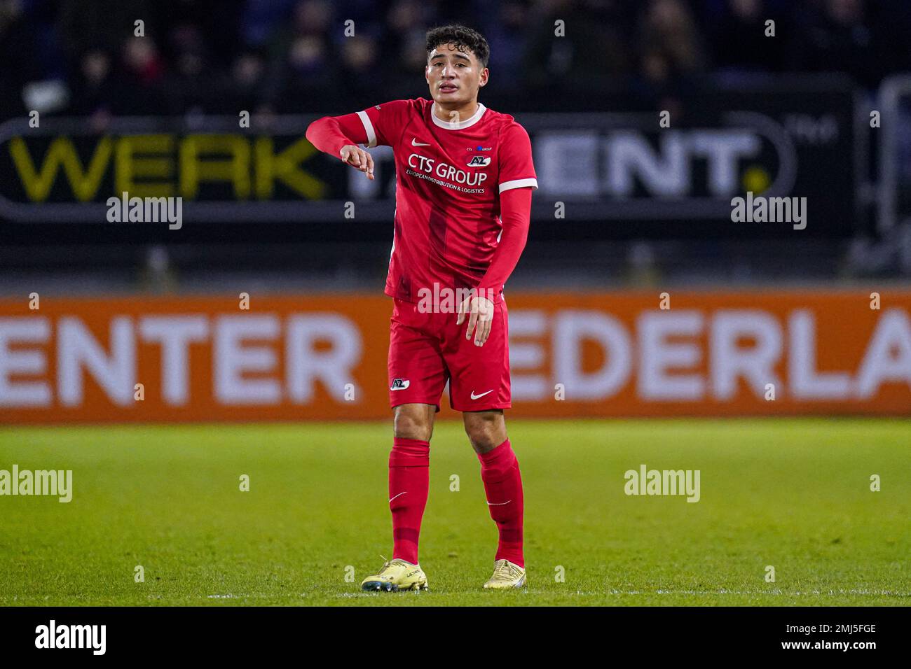 BREDA, NETHERLANDS - JANUARY 27: Sem Dekkers of Jong AZ during the Dutch Keukenkampioendivisie ...