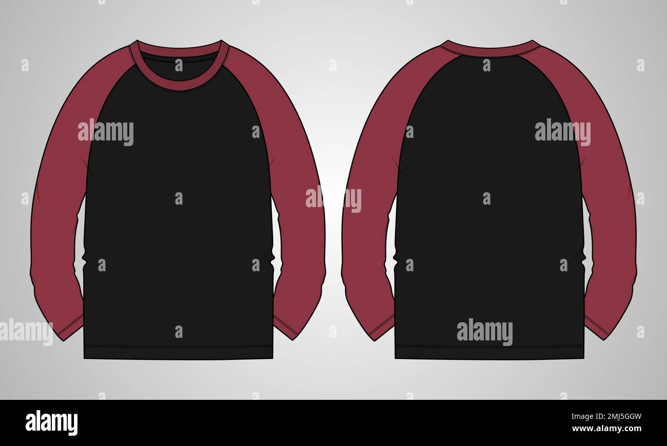 Long Sleeve T Shirt Technical Fashion Flat Sketch Vector Illustration