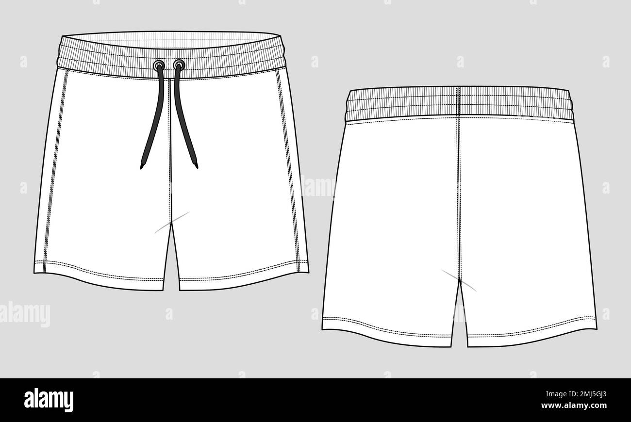 Boys Sweat Shorts vector fashion flat sketch template. Young Men ...