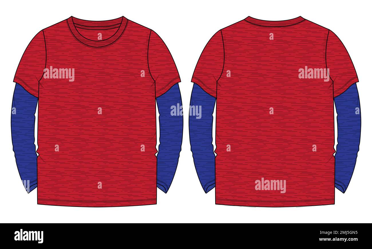 Long Sleeve T Shirt Technical Fashion Flat Sketch Vector Illustration