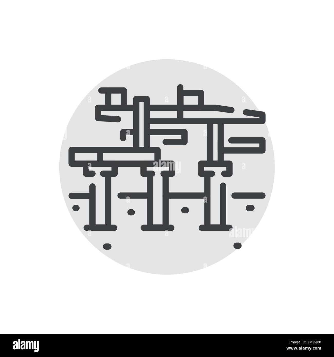 Bridge building сolor line icon. Road construction. Pictogram for web ...