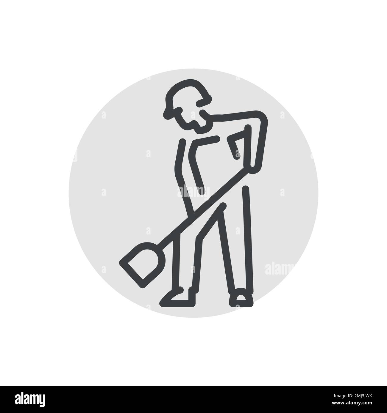Shovel worker сolor line icon. Road construction. Pictogram for web ...