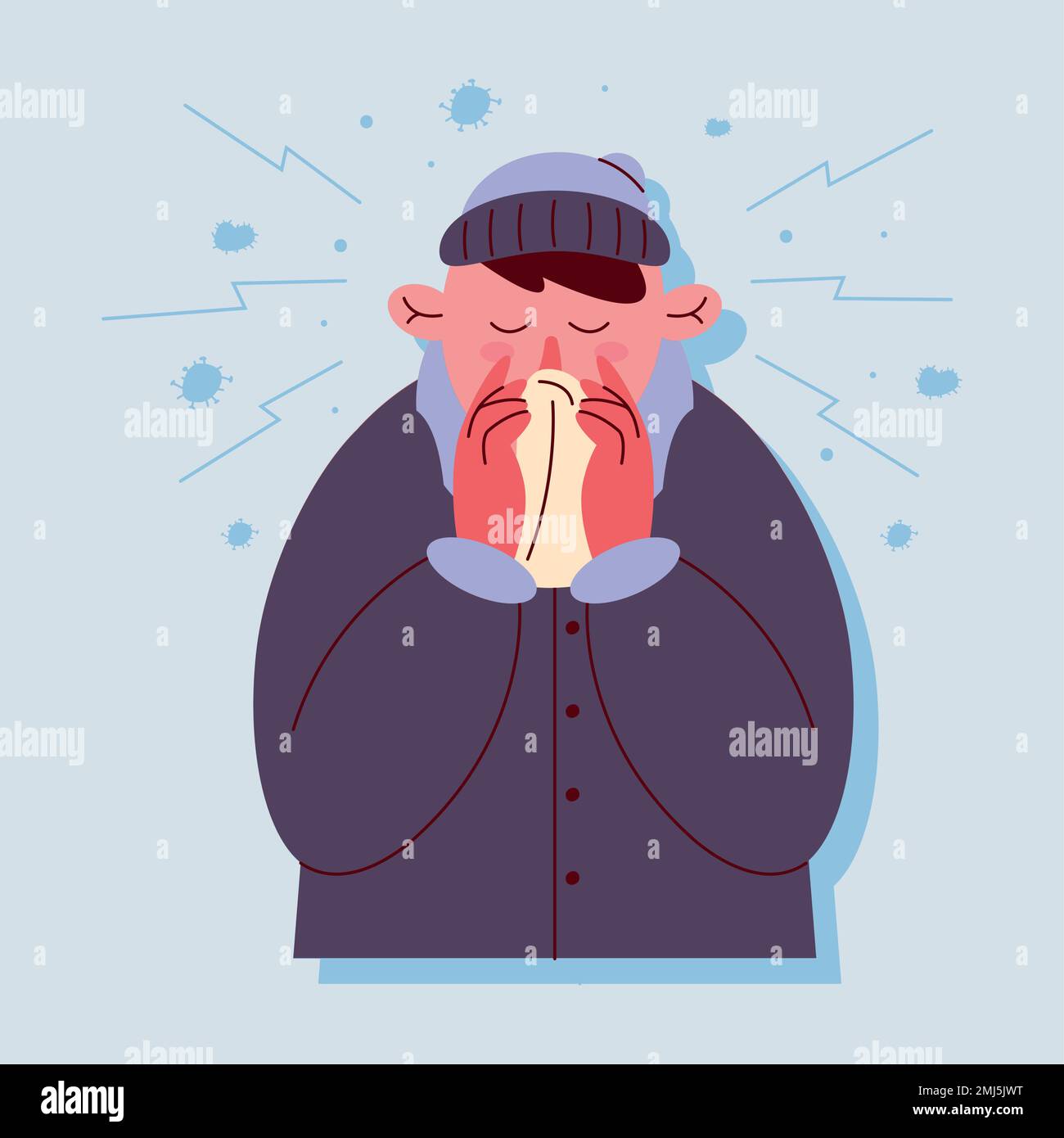 man sick with nose runny character Stock Vector Image & Art - Alamy