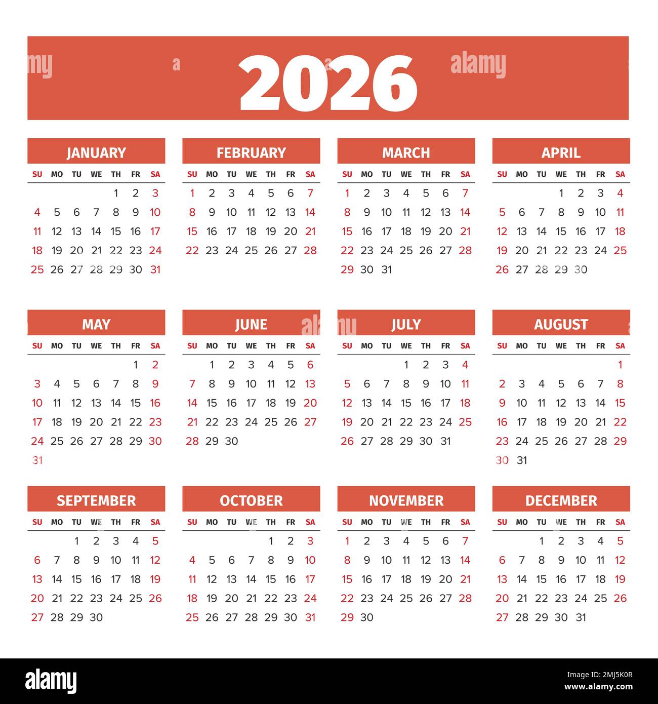 December 2026 calendar page hi-res stock photography and images - Alamy