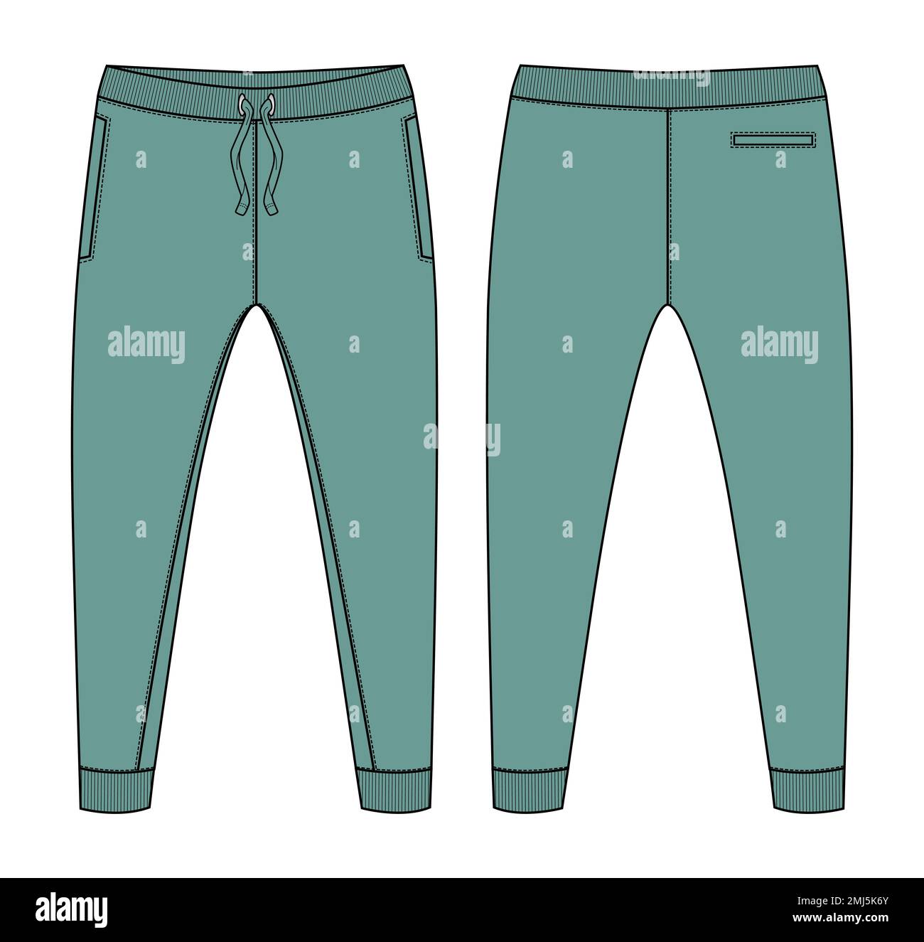 Fleece Cotton Jersey Basic Sweat Pant Technical Fashion Flat Sketch