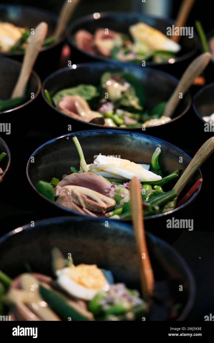 Corporate Event with Food and Drinks Stock Photo - Alamy