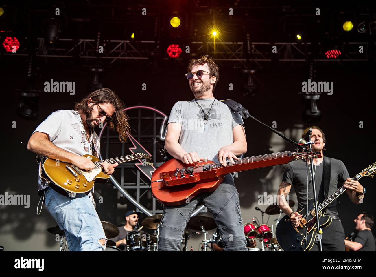 Zach Feinberg, left, and Ed Williams perform during KAABOO 2019 at the ...