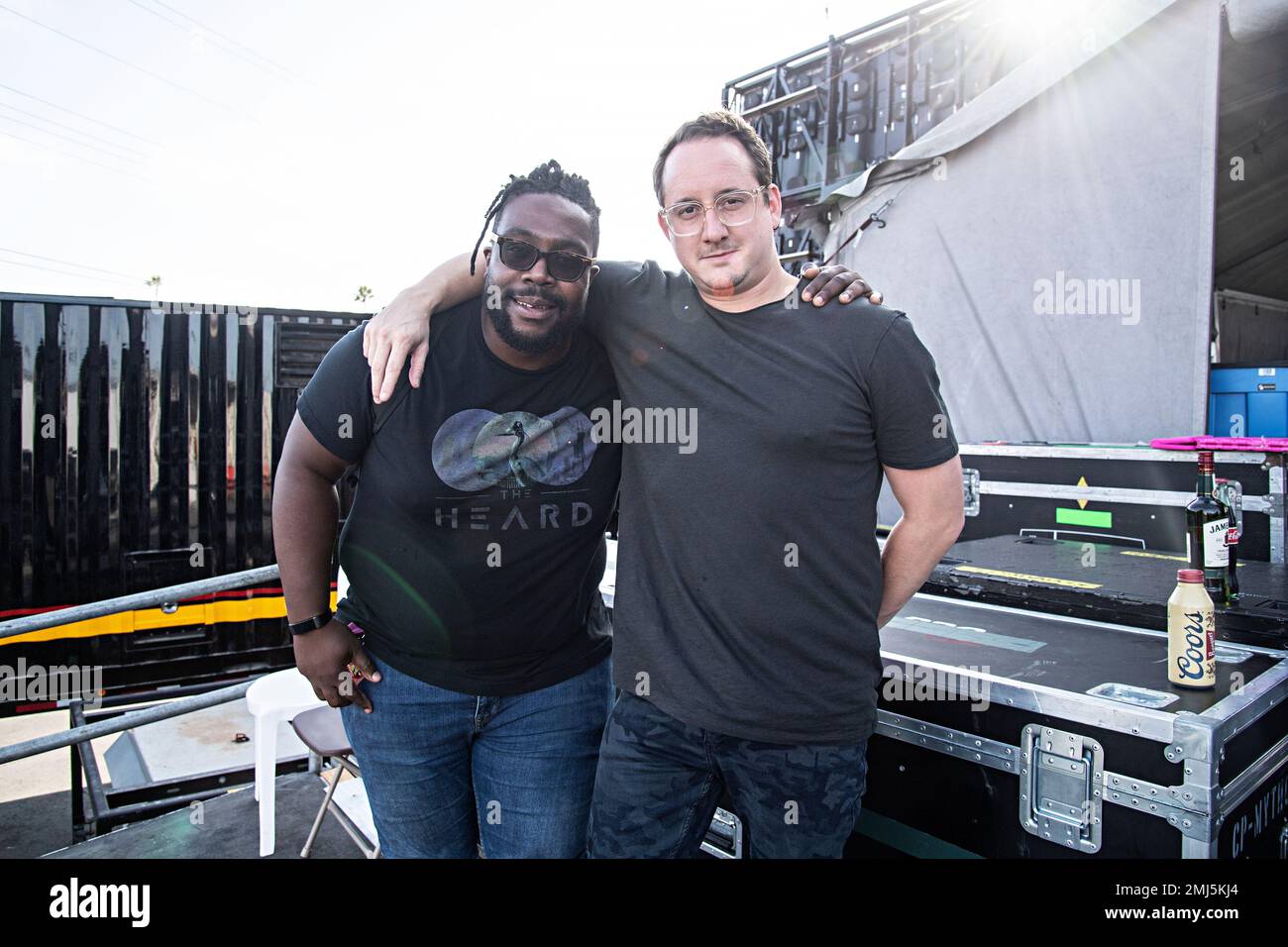 PJ Howard, left, and George Gekas backstage during KAABOO 2019 at the ...