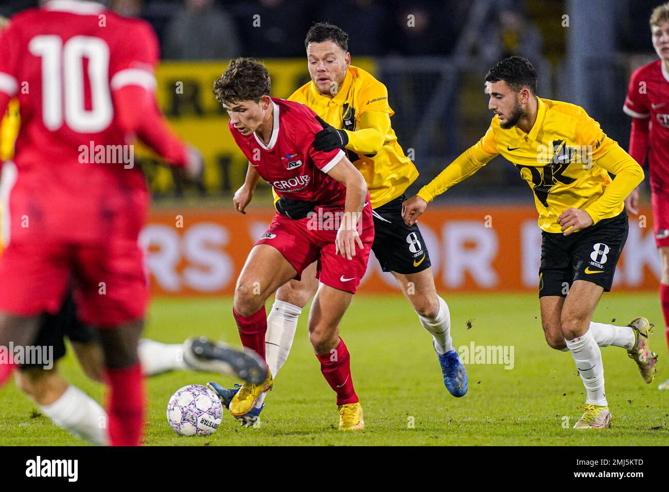 BREDA, NETHERLANDS - JANUARY 27: Lewis Schouten of Jong AZ, Tom Boere ...
